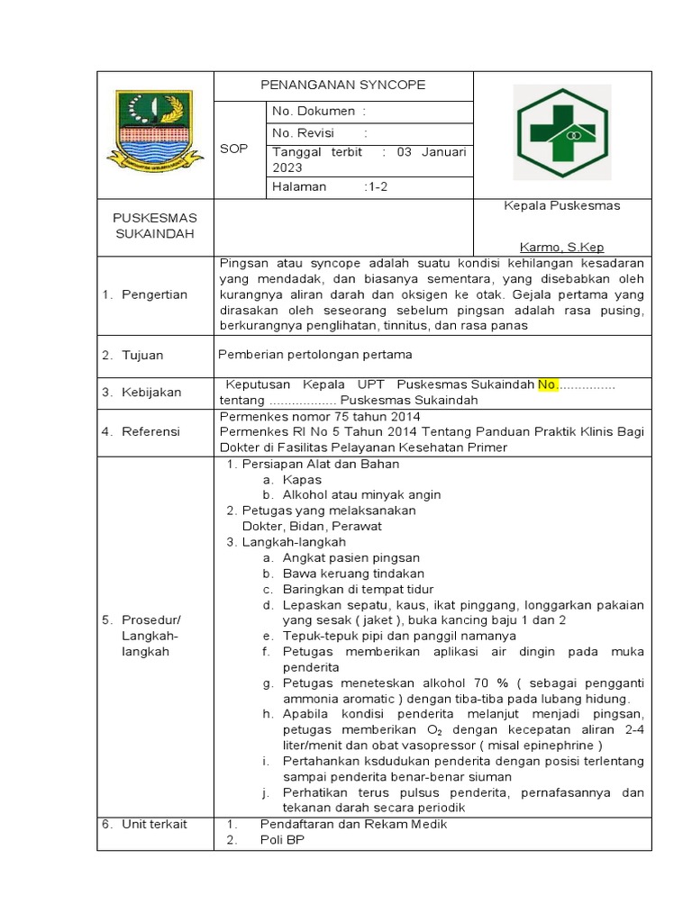 Sop Penanganan Syncope | PDF | Sains & Matematika