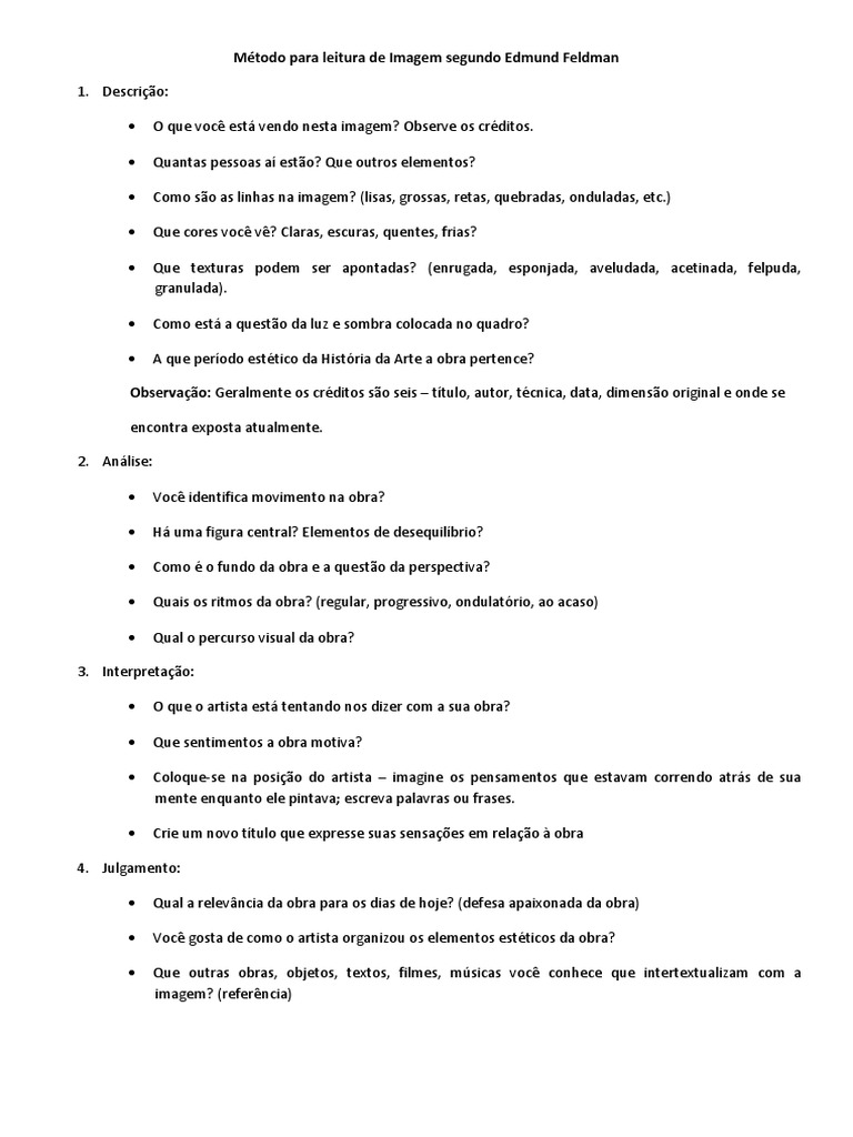 Leitura de Imagem: Método Feldman | PDF | Arte