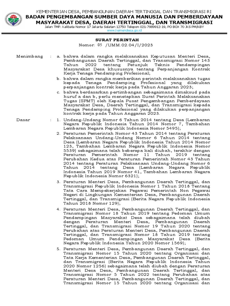 SPMT TPP No. 5 Tahun 2023 (TTD) | PDF