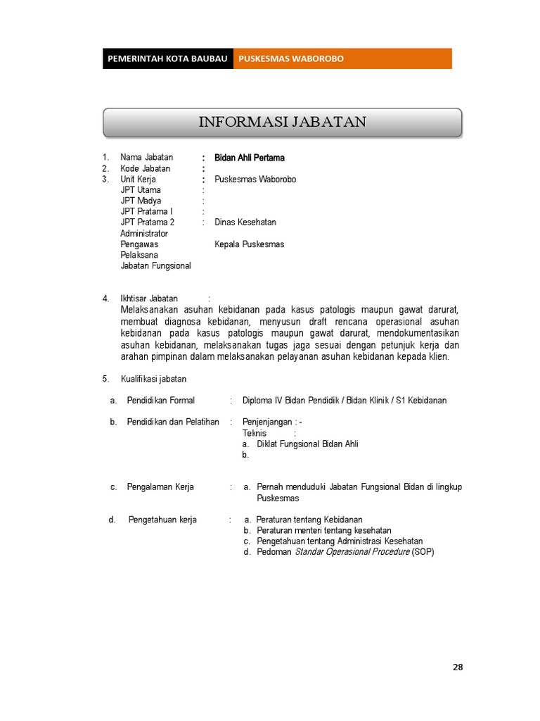 Anjab Bidan Ahli Pertama | PDF | Sains & Matematika