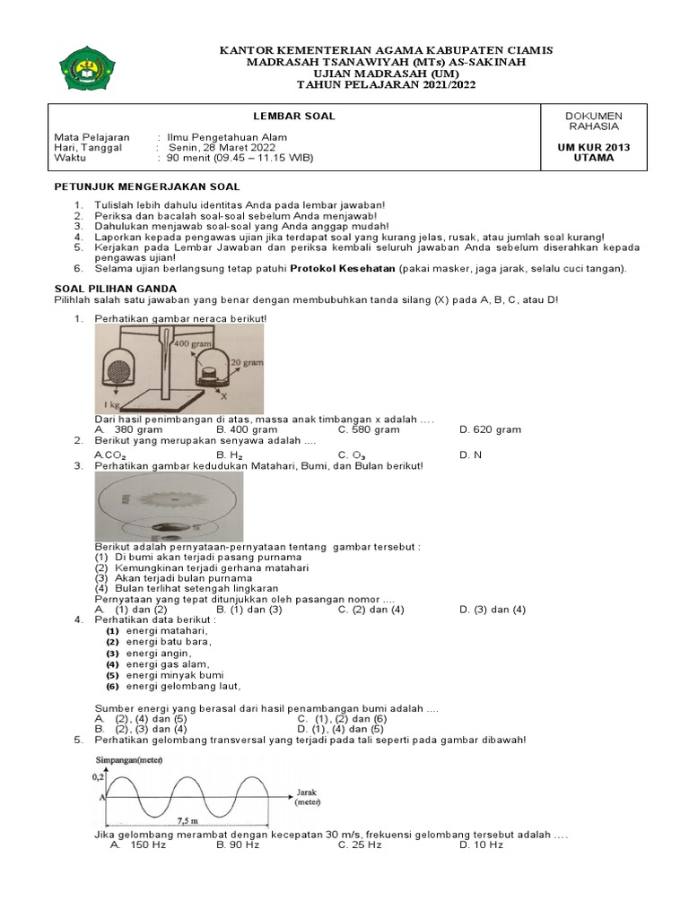 Soal Um IPA 2021-2022 | PDF