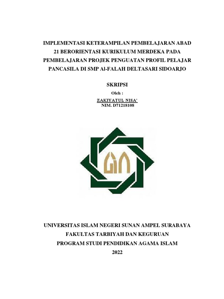 Zakiyatul Nisa' D71218108 | PDF