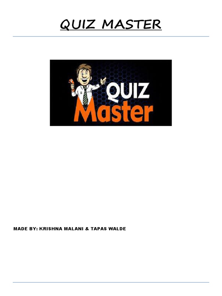 QUIZ MASTER - Docx Complete | PDF | Databases | Operating System