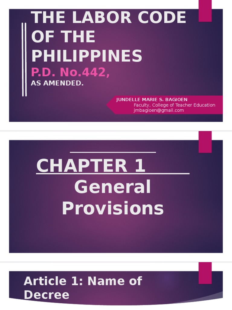 Philippine Labor Code Overview | PDF | Employment | Recruitment