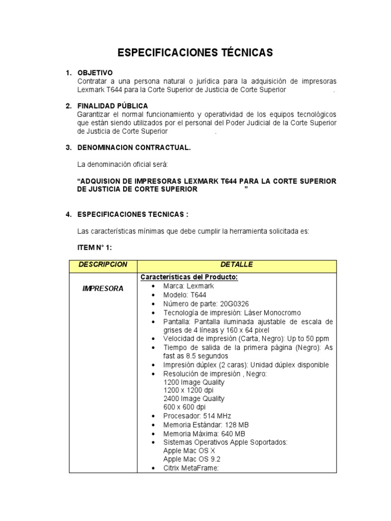 Impresora Lexmark t644 - Especificaciones Tecnicas | PDF | Microsoft ...