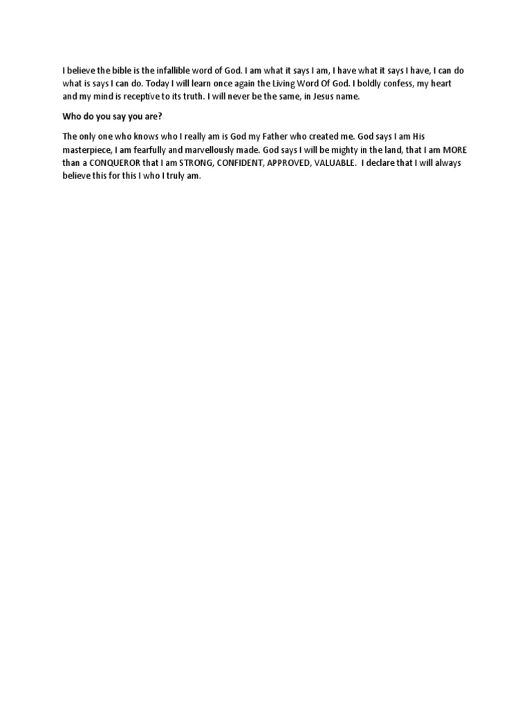 I Declare That I Am Who God Says I Am | PDF I Declare That I Am Who God Says I Am | PDF