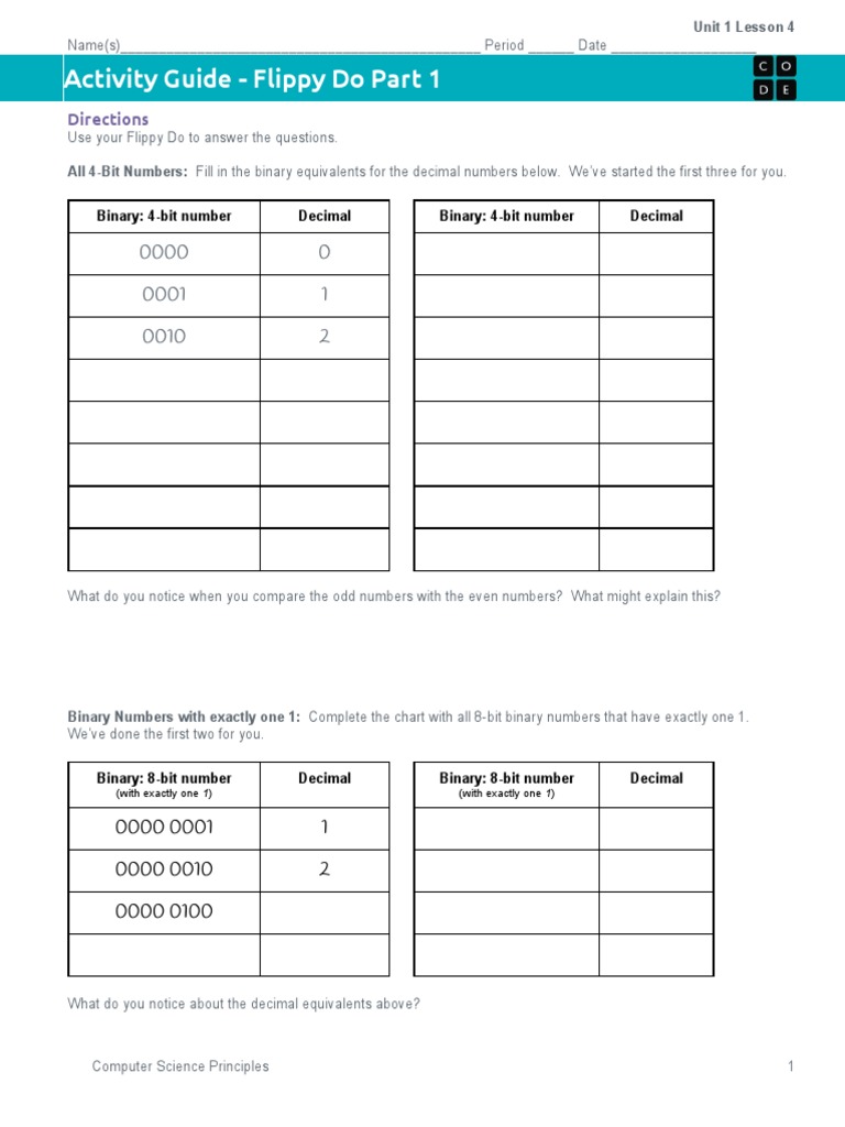 Flippy Do Part 1: Binary Conversion Guide | PDF | Decimal | Numbers