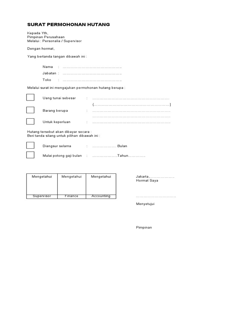 Form Hutang & Cuti Izin | PDF
