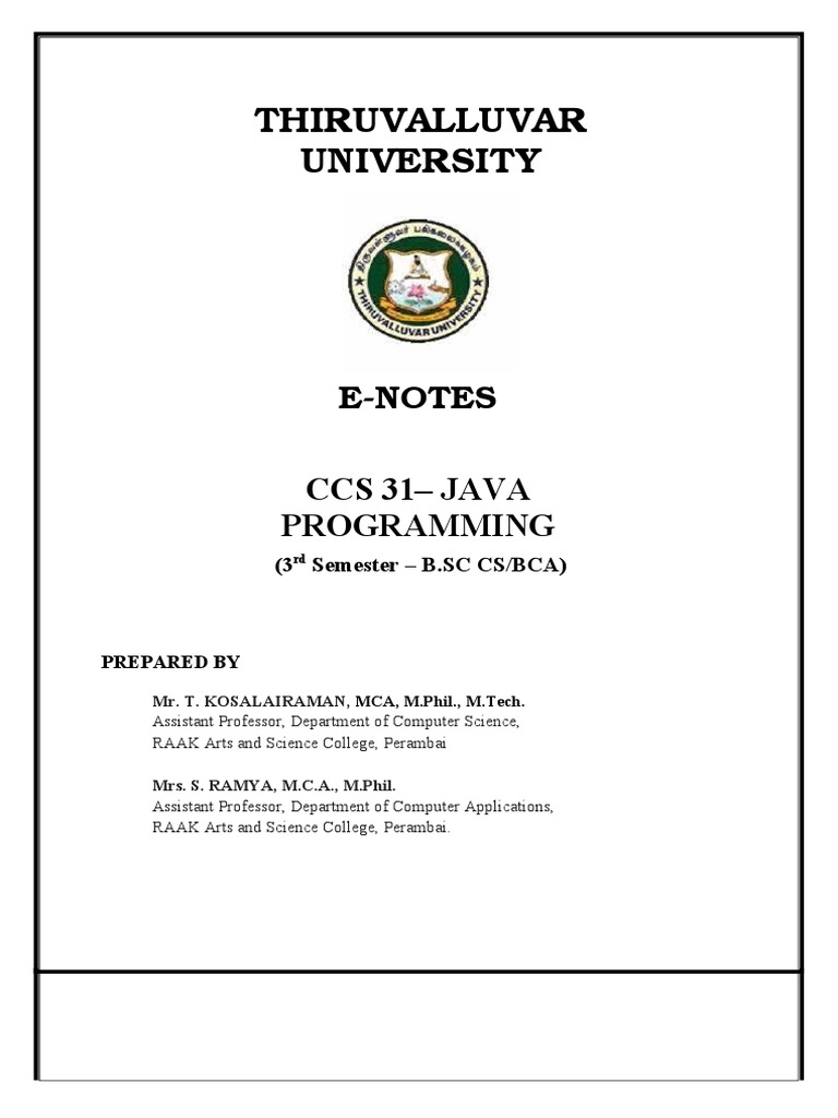 432 Bcs3&Bca31 Java Programming | PDF | Java (Programming Language) | Data Type