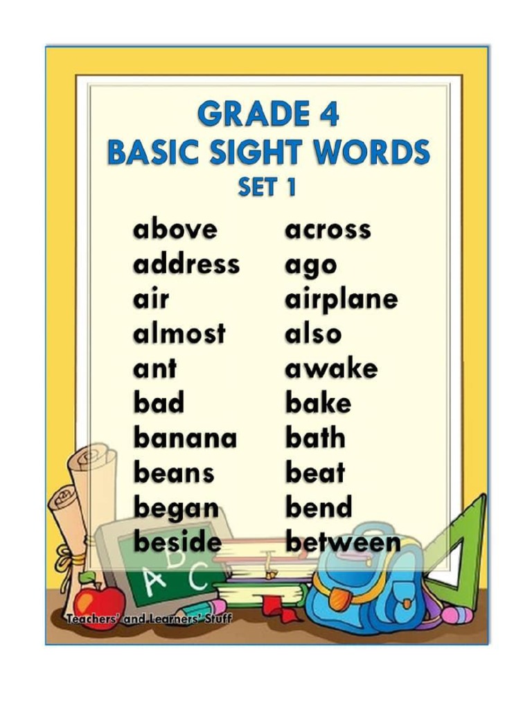 Basic Sight Words Grade 4 | PDF
