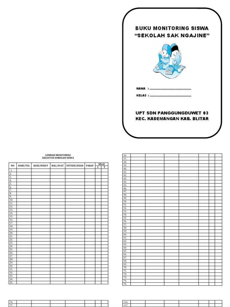 Buku Monitoring Siswa Sekolah Sak Ngajine | PDF