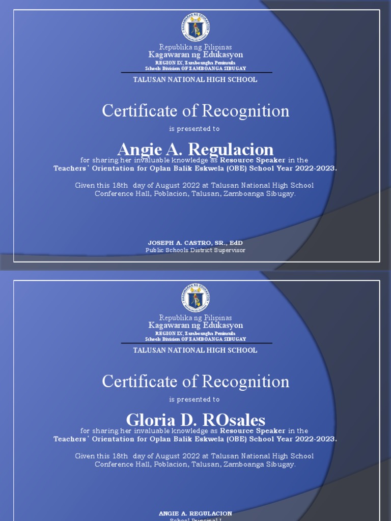 Certificate of Participation Teachers Orientation 2022 | PDF