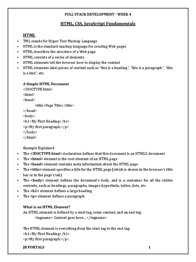 FSD Week 4 | PDF | Html | Html Element