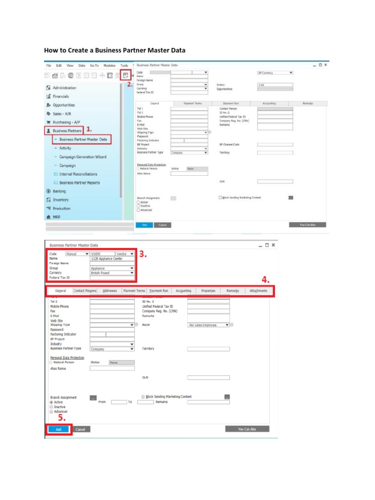 How To Create A Business Partner Master Data | PDF