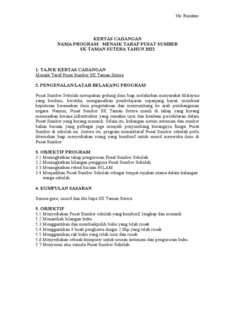 Kertas Cadangan Transformasi Pusat Sumber | PDF