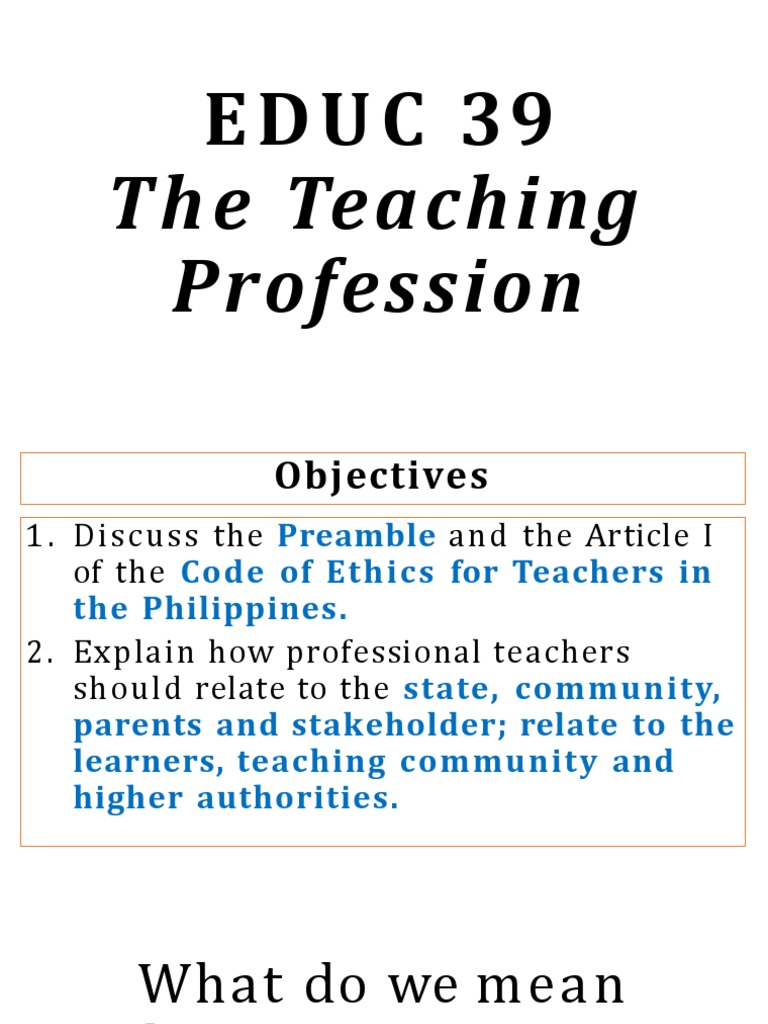 Code of Ethics for Philippine Teachers | PDF | Teachers | Applied Ethics