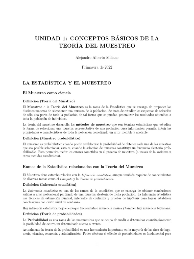 Conceptos Básicos | PDF | Teoría de la estimación | Muestreo (Estadísticas)