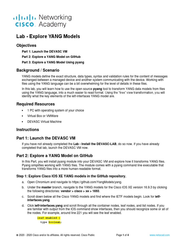 8.3.5 Lab - Explore YANG Models | PDF | Computer File | Virtual Machine