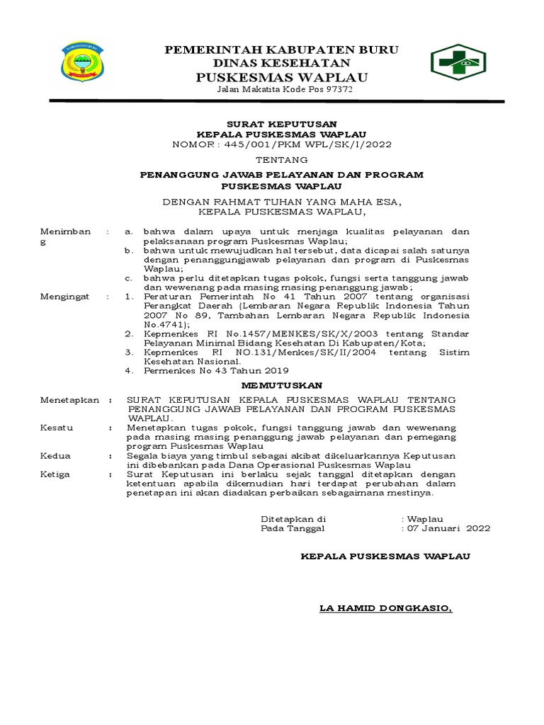 SK PJ PROGRAM & PELYANAN .2022 TERBARU.2docx | PDF