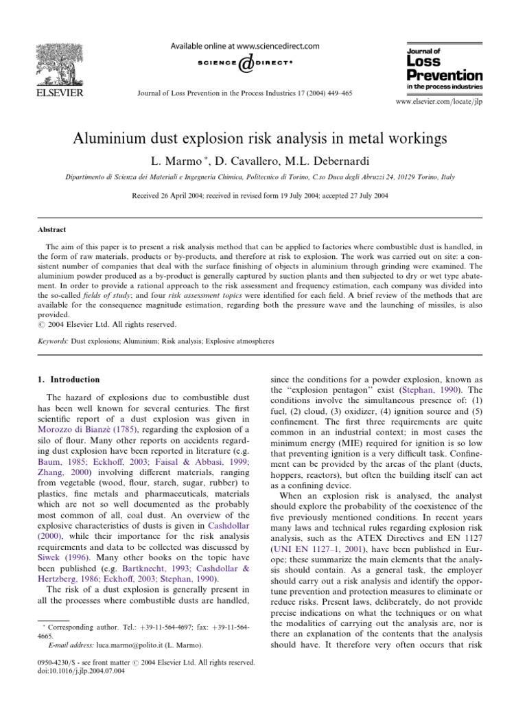 Aluminium Dust Explosion | PDF | Explosion | Risk
