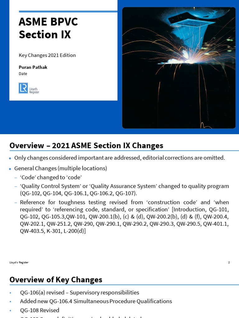 Key Changes in ASME Section IX 2021 | PDF | Welding | Construction