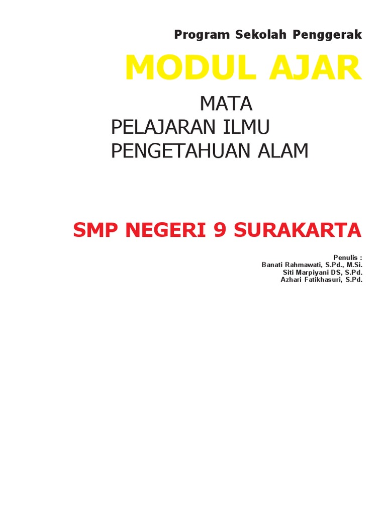 Modul Ajar Ipa Kls Vii, SMT 1, TP 2022-2023 | PDF