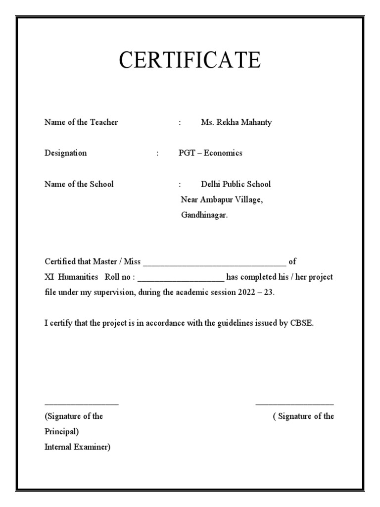 11 Economics Certificate | PDF