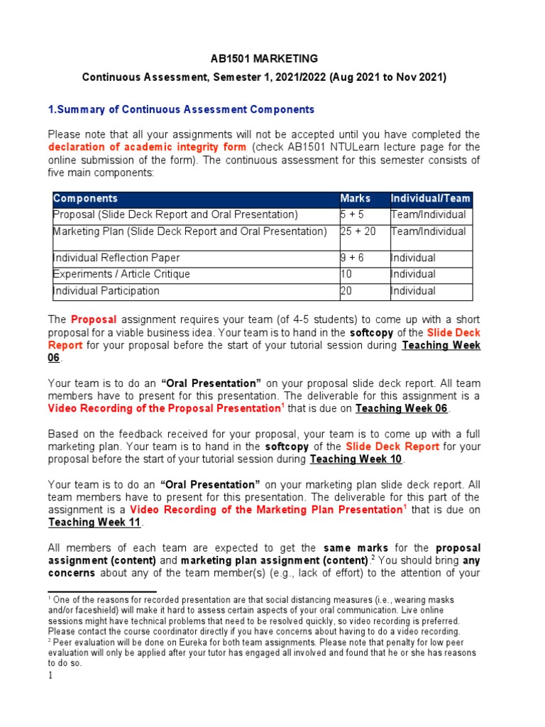 Continuous Assessment | Download Free PDF | Rubric (Academic) | Marketing