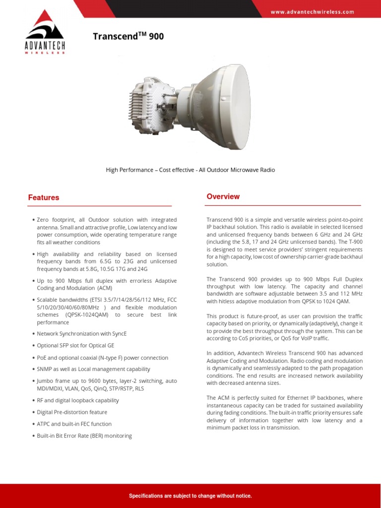 High Performance, Cost Effective 900 Mbps All Outdoor Microwave Radio ...