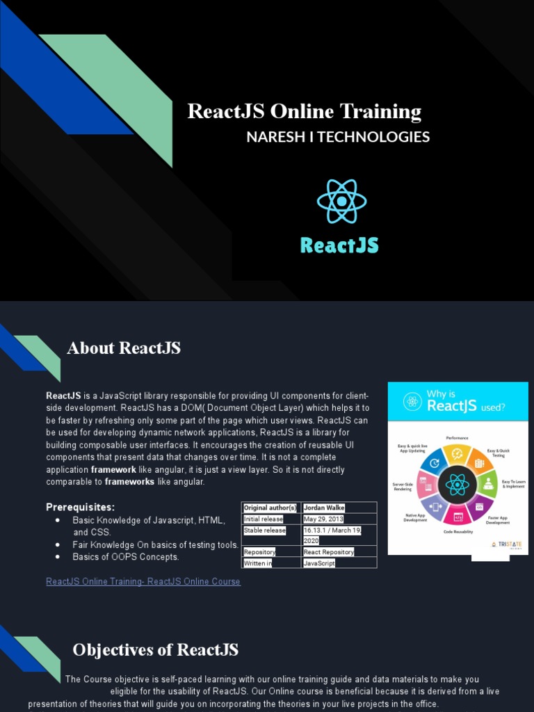 ReactJS Online Training Course Overview | PDF | Educational Technology | Mobile App