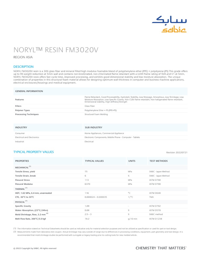 NORYL™ Resin - FM3020V - Asia - Technical - Data - Sheet | PDF ...