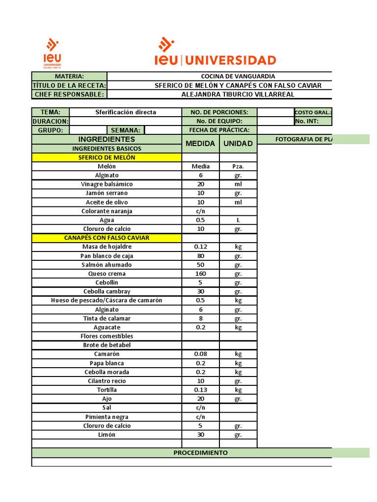 Recetario Cocina de Vanguardia | PDF | Alimentos | Cocina