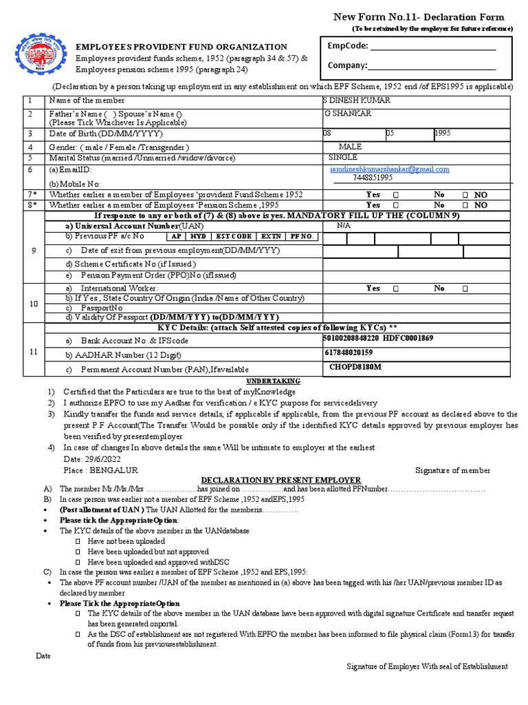 New Form 11 Declaration | PDF | Government And Personhood