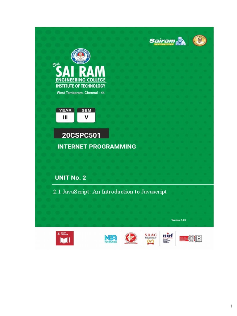 2.1 Study Material - Javascript - An Introduction To Javascript | PDF ...