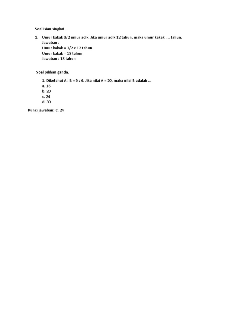 Umur Kakak Berdasarkan Umur Adik | PDF