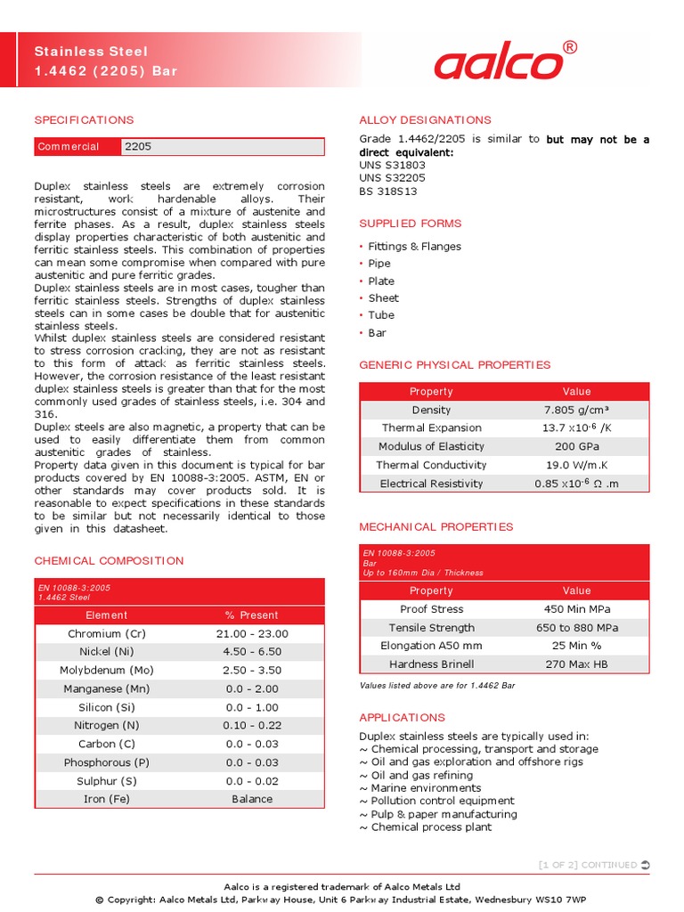 Material - (1 4462) | PDF | Stainless Steel | Steel