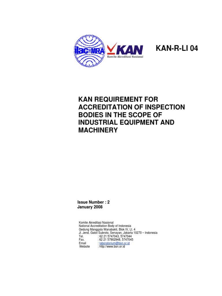RLI 04 - KAN Requirement For Industrial Equipment and Machinery (EN) | PDF