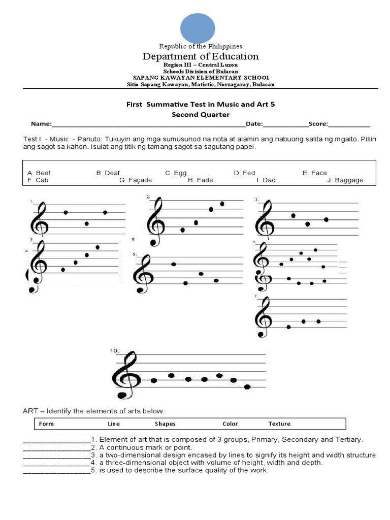 2nd Quarter Summative in MAPEH 5 | PDF
