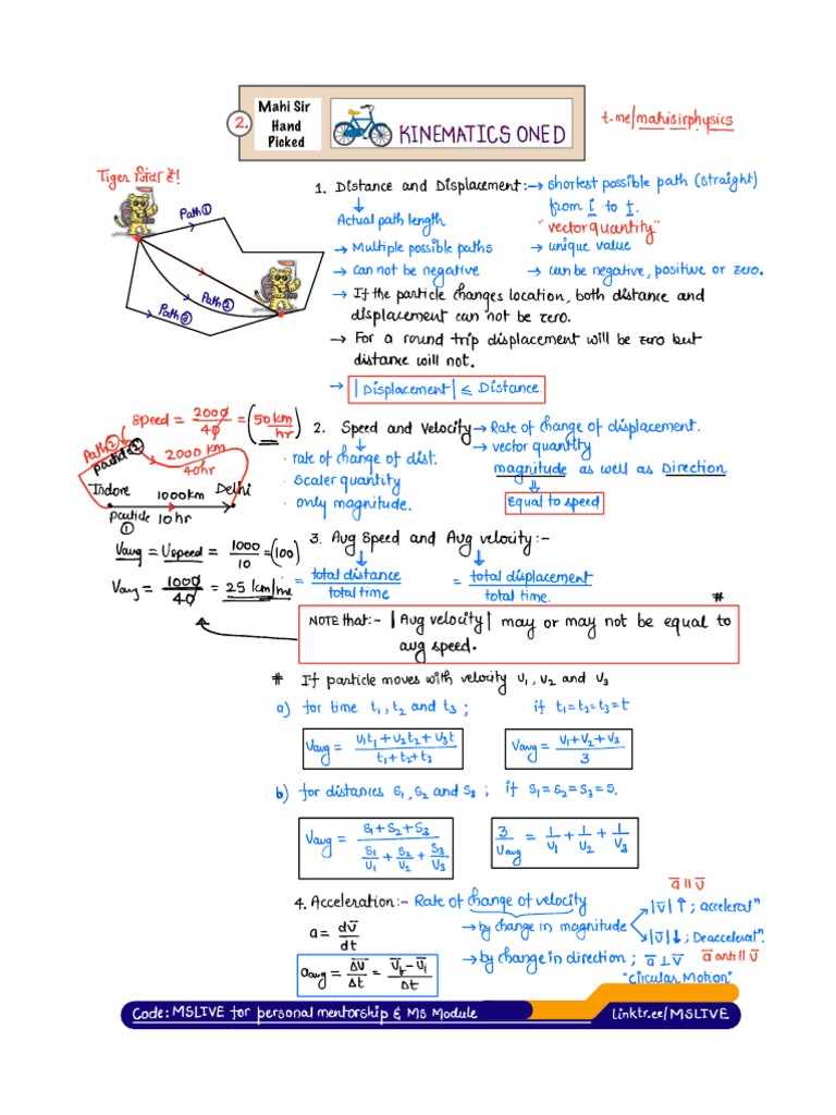 02 Kinematics 1d Pdf Force Acceleration