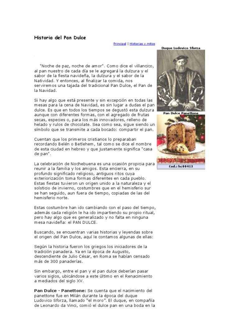 Historia Del Pan Dulce | PDF | Cocinando | Cocina