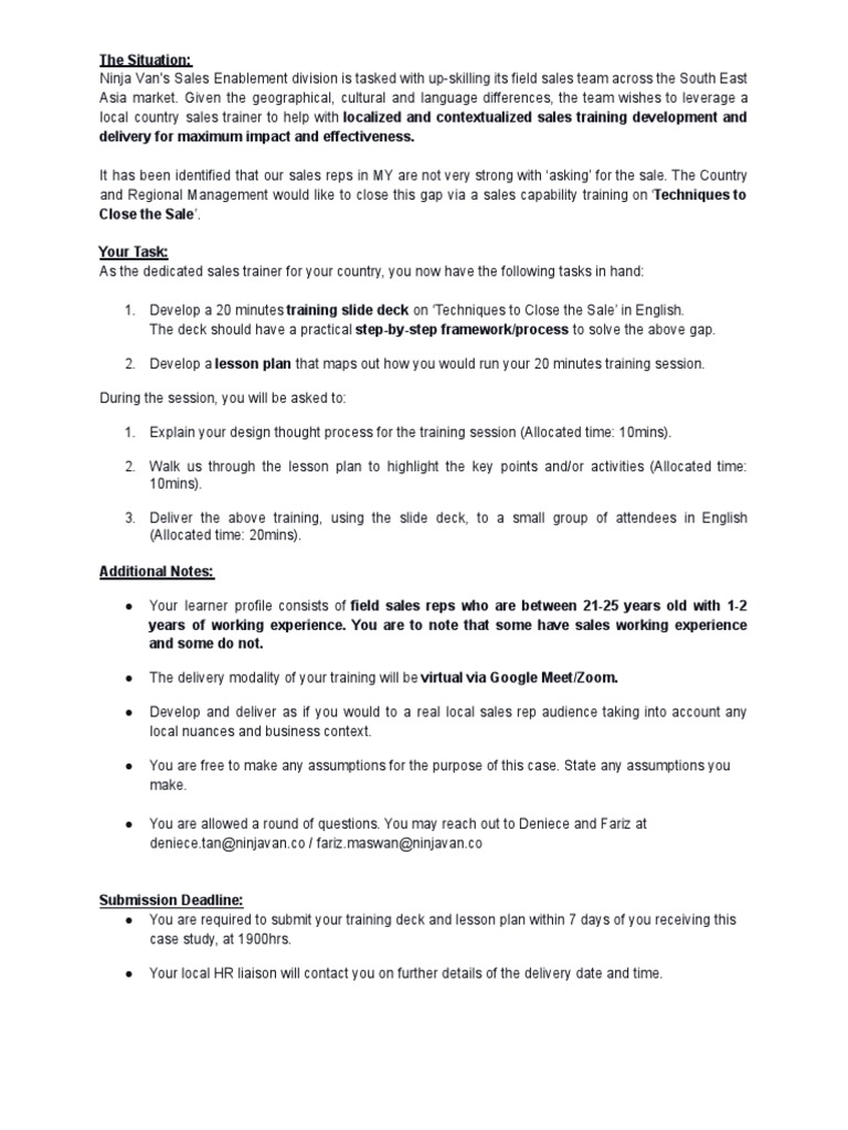 Task Based Round (MY Local Sales Trainer) | PDF | Business
