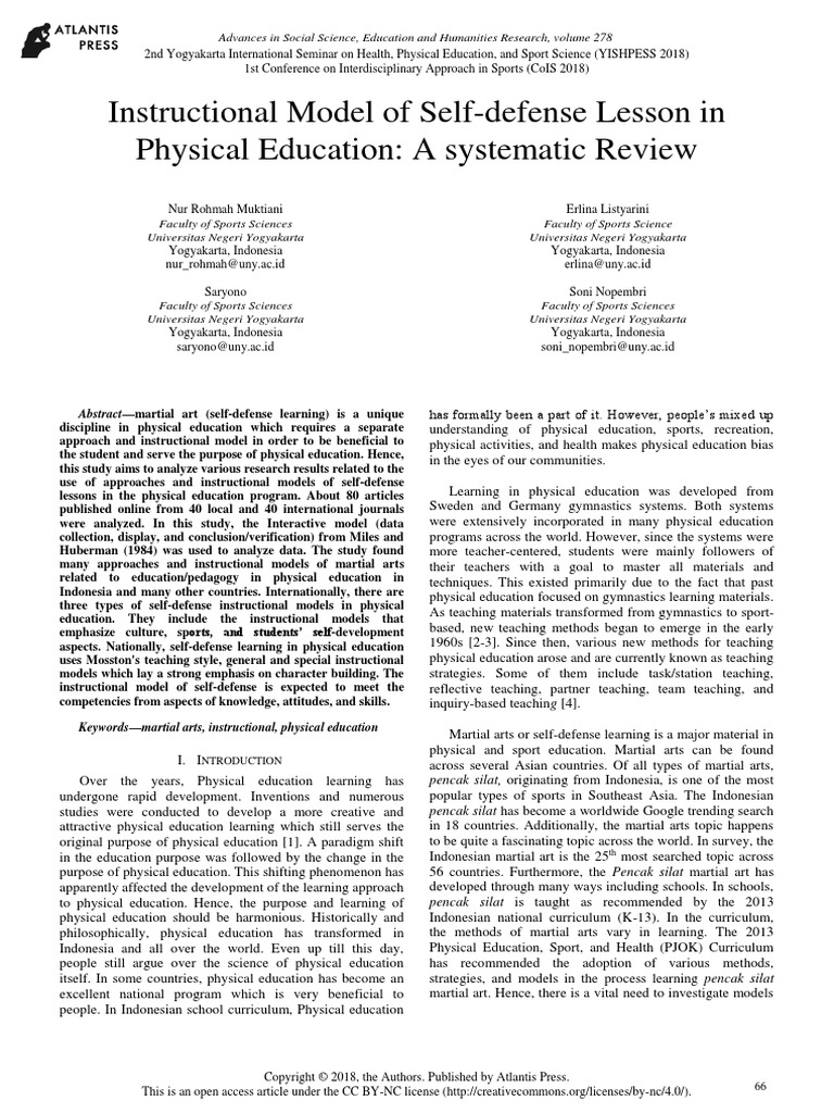 Instructional Model of Self-Defense Lesson in Physical Education: A ...