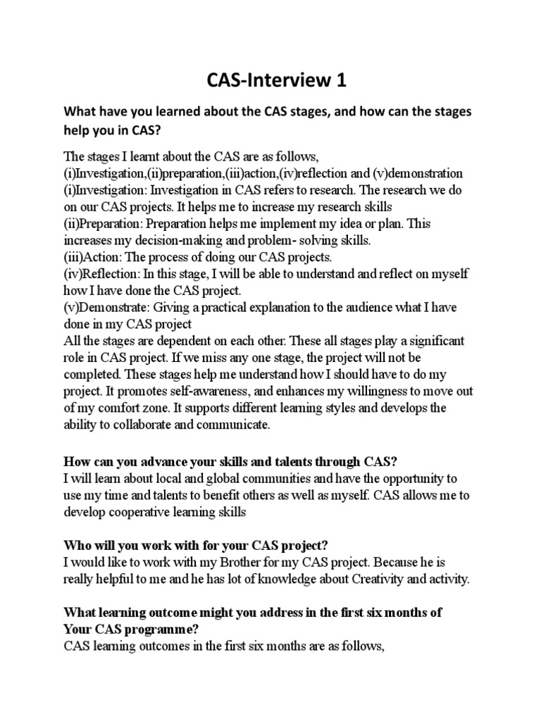 CAS Stages and Skills Development | PDF
