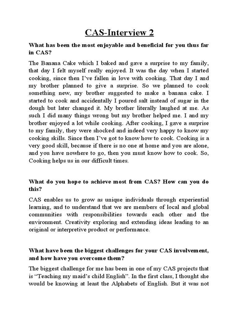 Second CAS Interview ANSWERS | PDF | Learning | Psychology