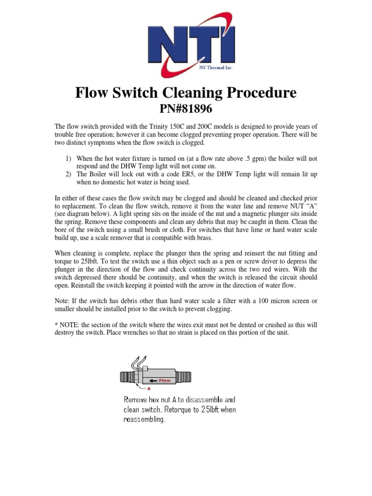 Cleaning Procedure for a Clogged Flow Switch to Restore Proper ...