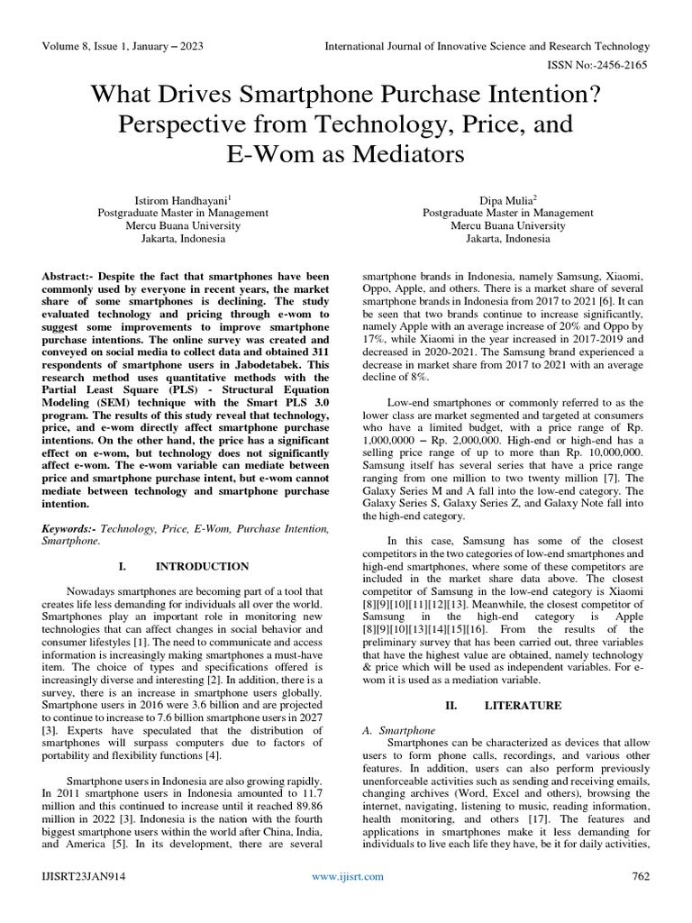 What Drives Smartphone Purchase Intention Perspective From Technology ...