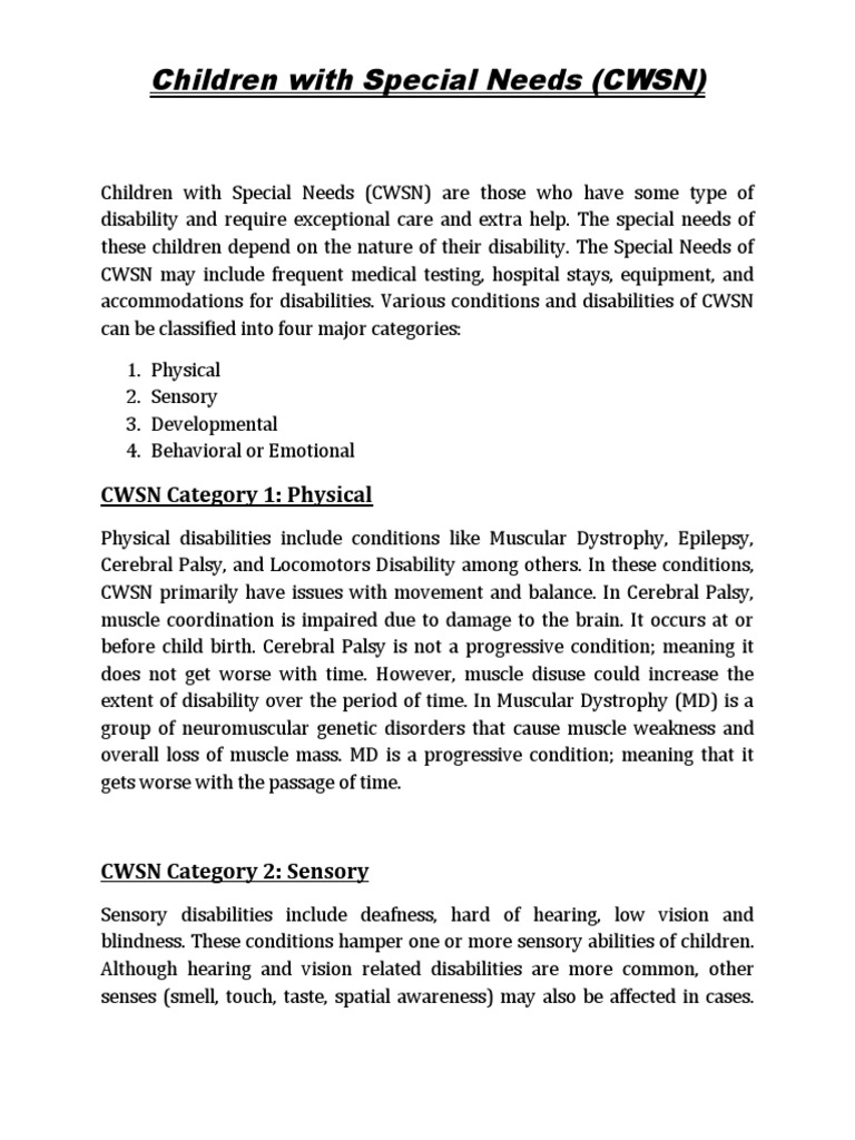 Children With Special Needs | PDF | Developmental Disorder | Disability