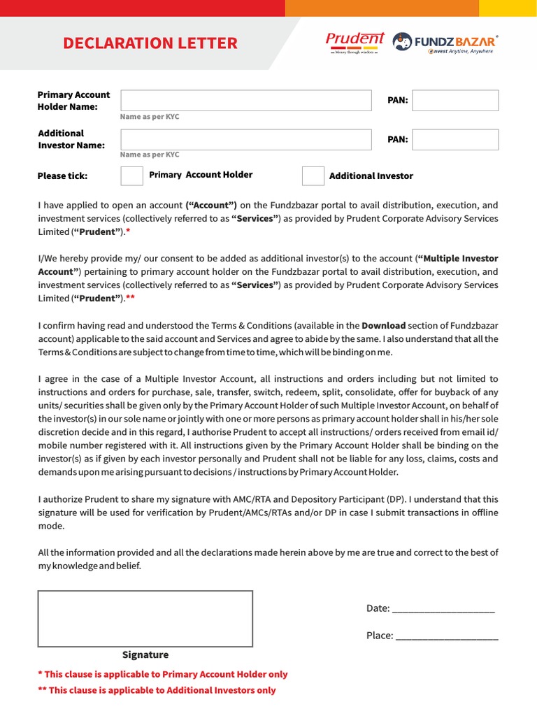 Declartion Letter | PDF | Investing | Business