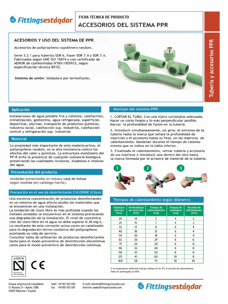 Fittings Fichas Técnicas PPR TUBERIAS | PDF