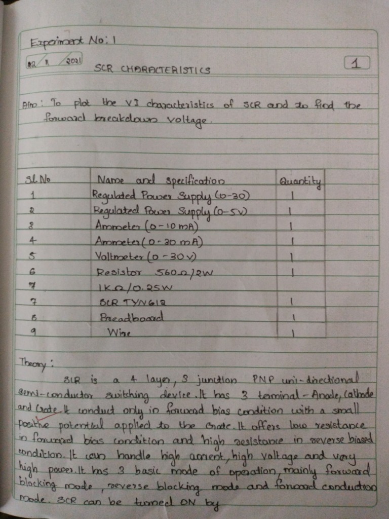 SCR and DIAC Characteristics Guide | PDF | Physical Quantities ...